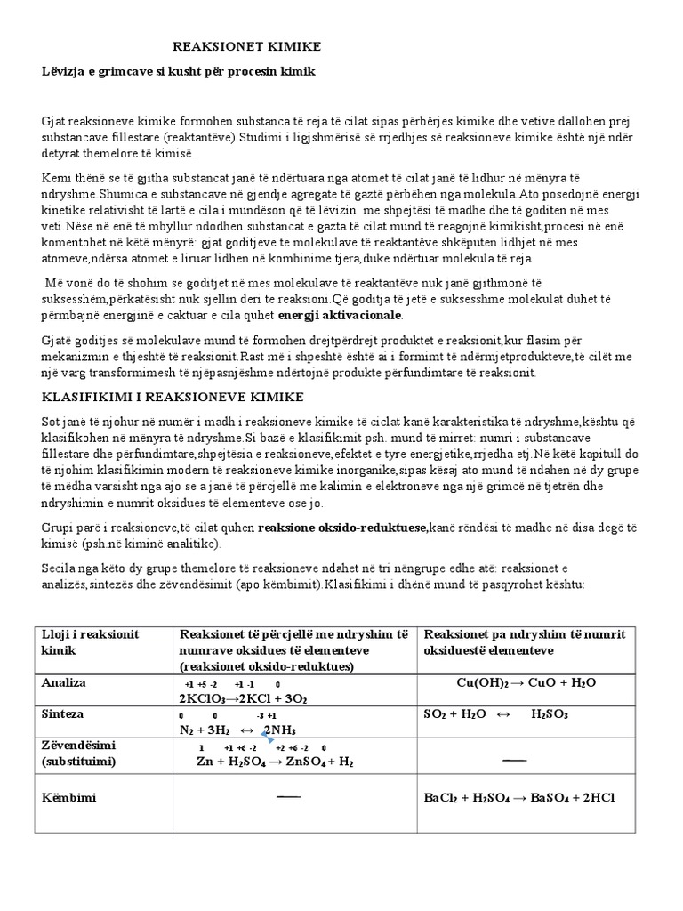 Reaksionet Kimike | PDF