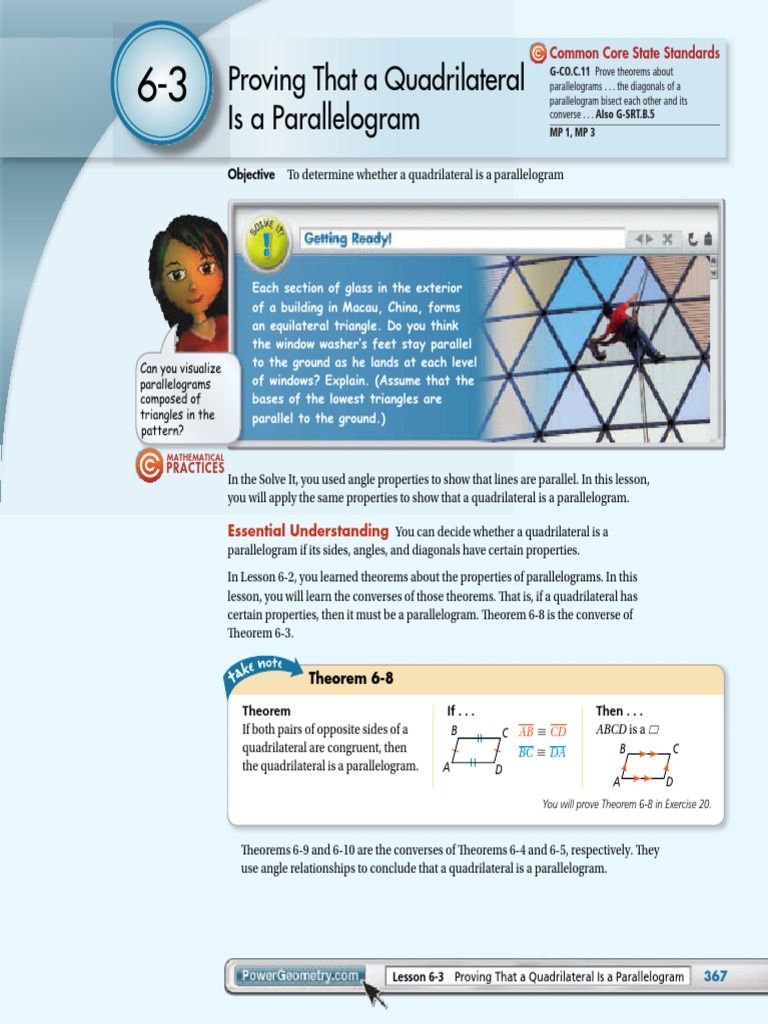 6-3 Proving That A Quadrilateral Is A Parallelogram | PDF | Triangle ...