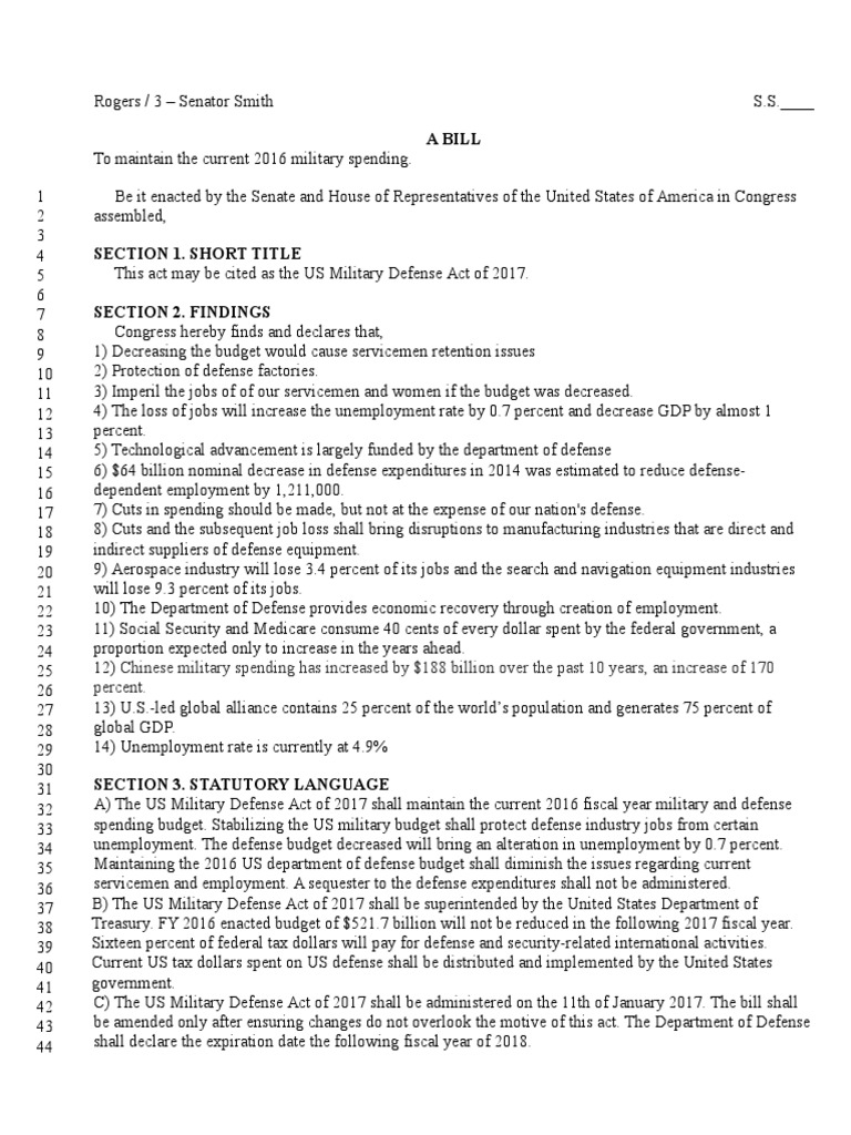 Defensebill | PDF | Military Budget Of The United States | Arms Industry