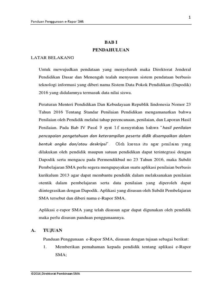 Panduan Penggunaan E-Rapor Sma | PDF