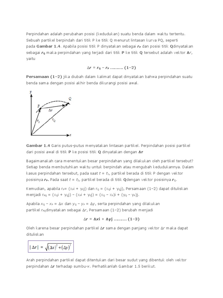 Vektor Perpindahan dan Arah Gerak | PDF | Metode & Bahan Ajar