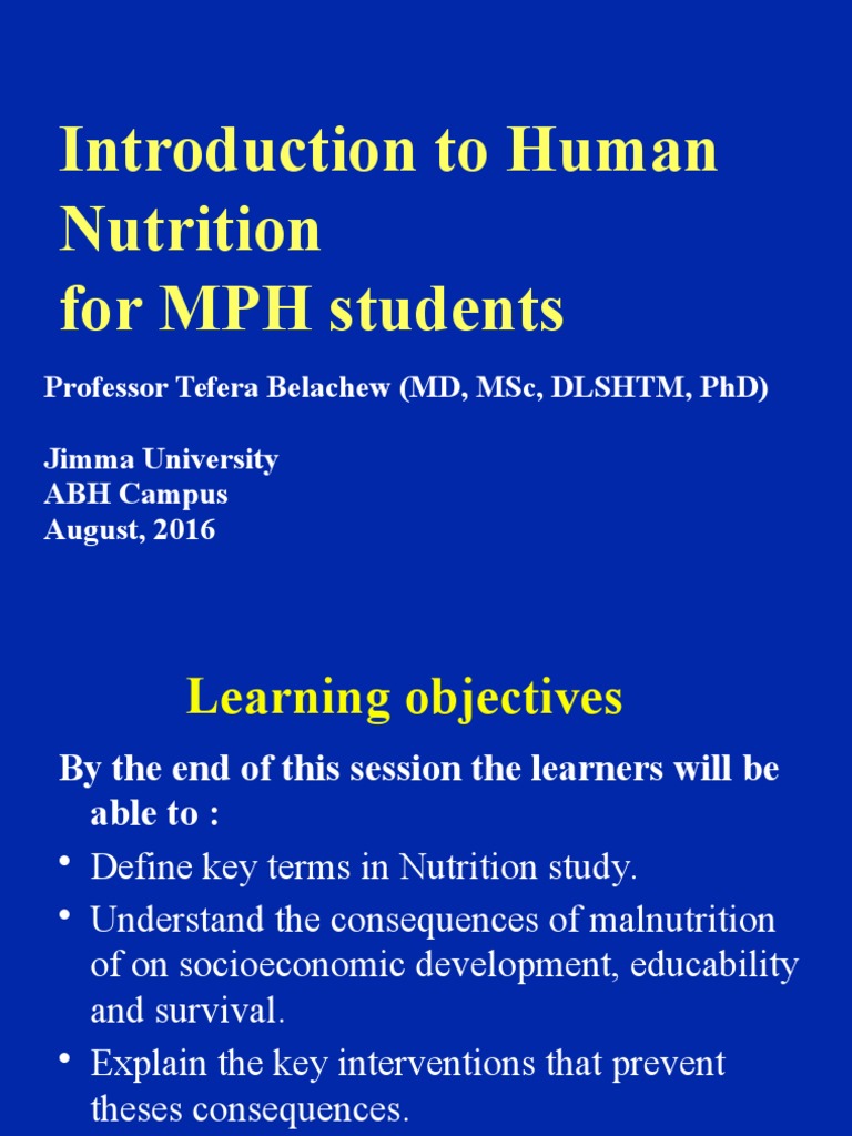 Introduction To Human Nutrition For MPH Students | PDF