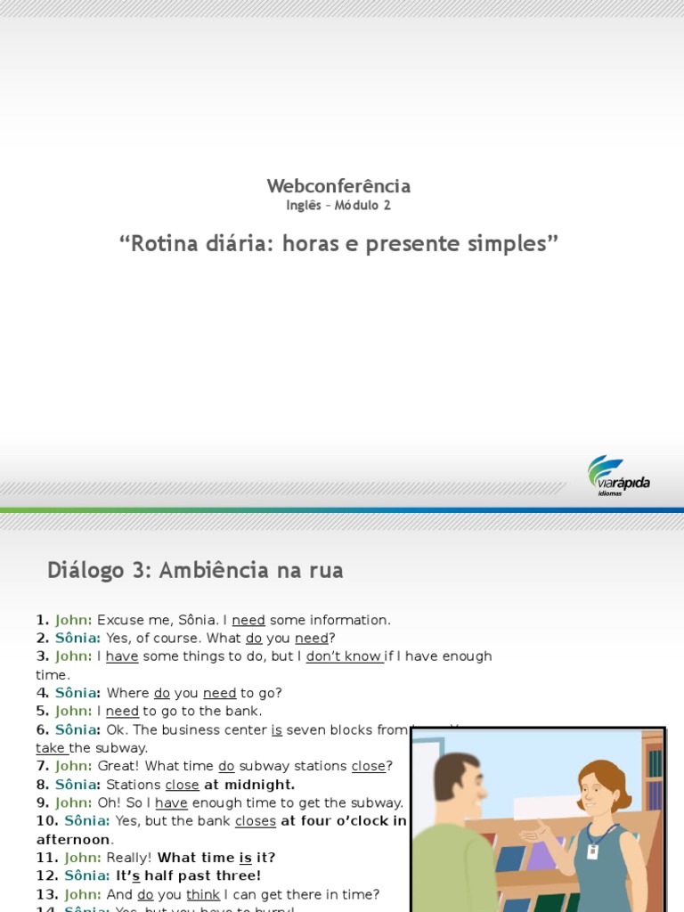 "Rotina Diária: Horas e Presente Simples": Webconferência | PDF | Languages