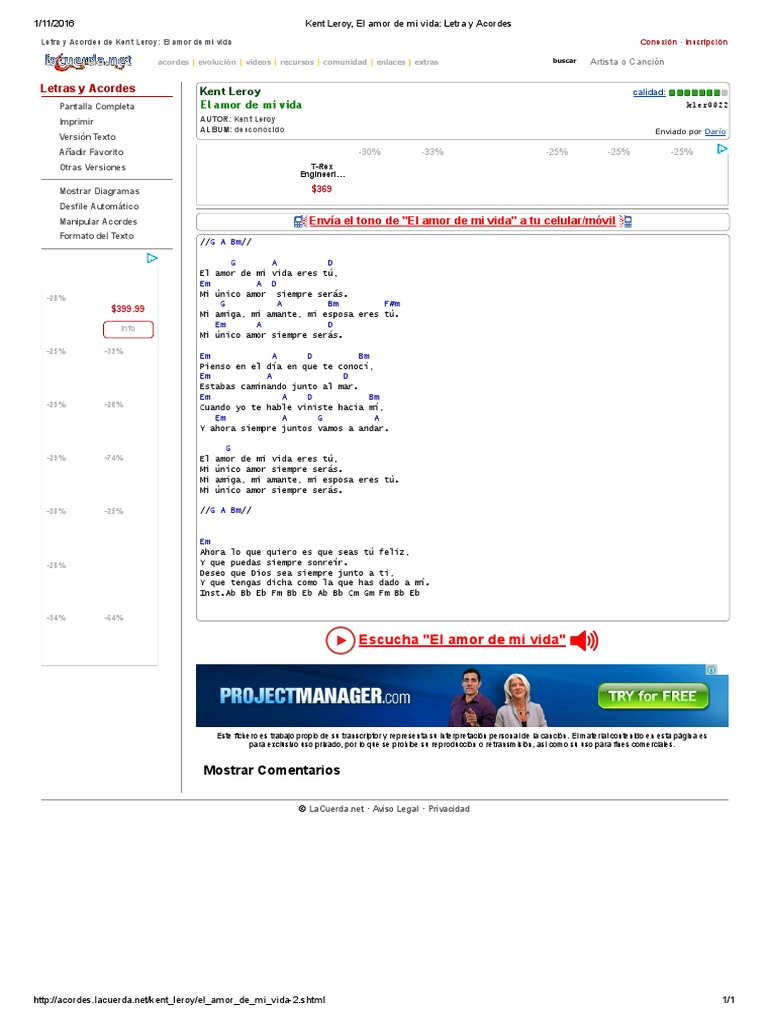 Kent Leroy, El Amor de Mi Vida | PDF