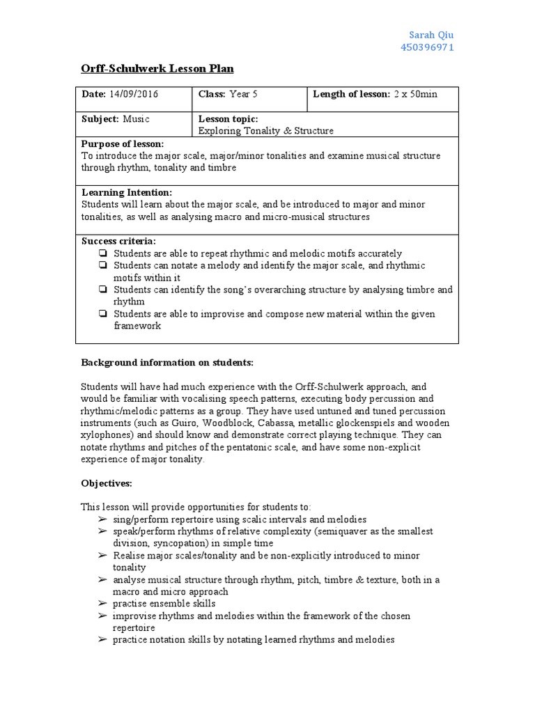 KAME Orff Lesson Plan | Rhythm | Scale (Music)