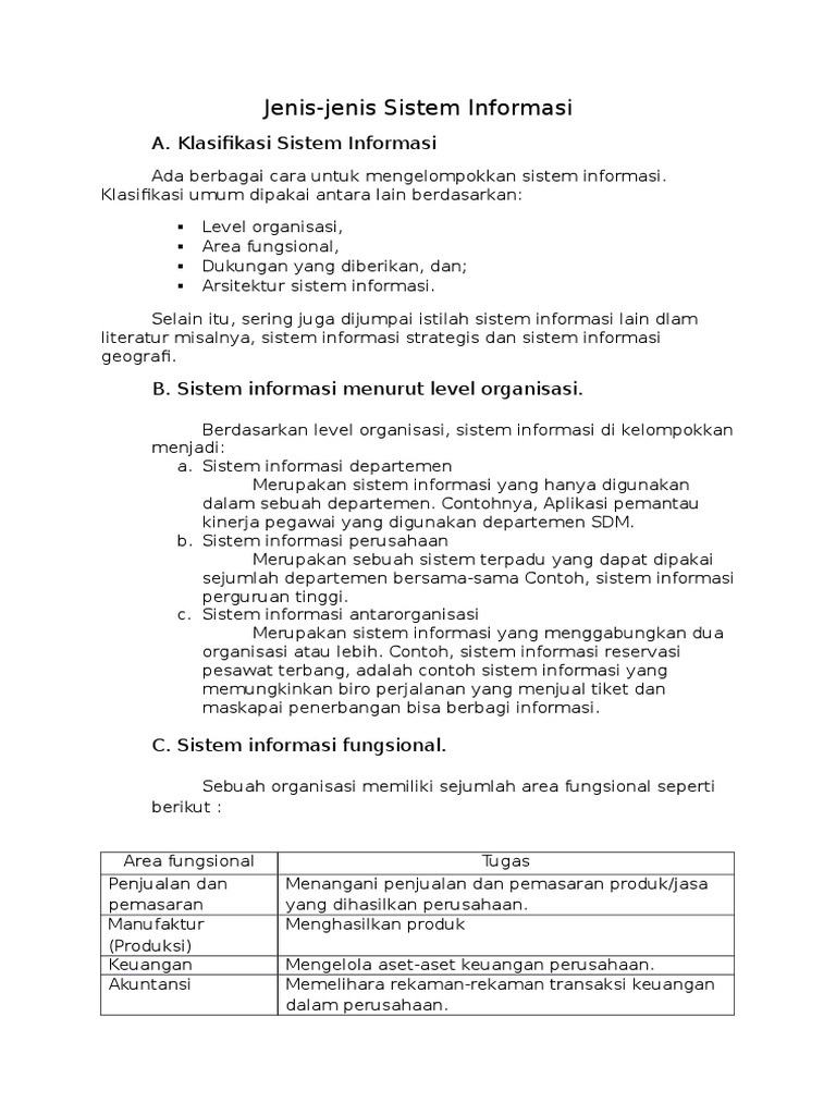 Jenis Jenis Sistem Informasi | PDF