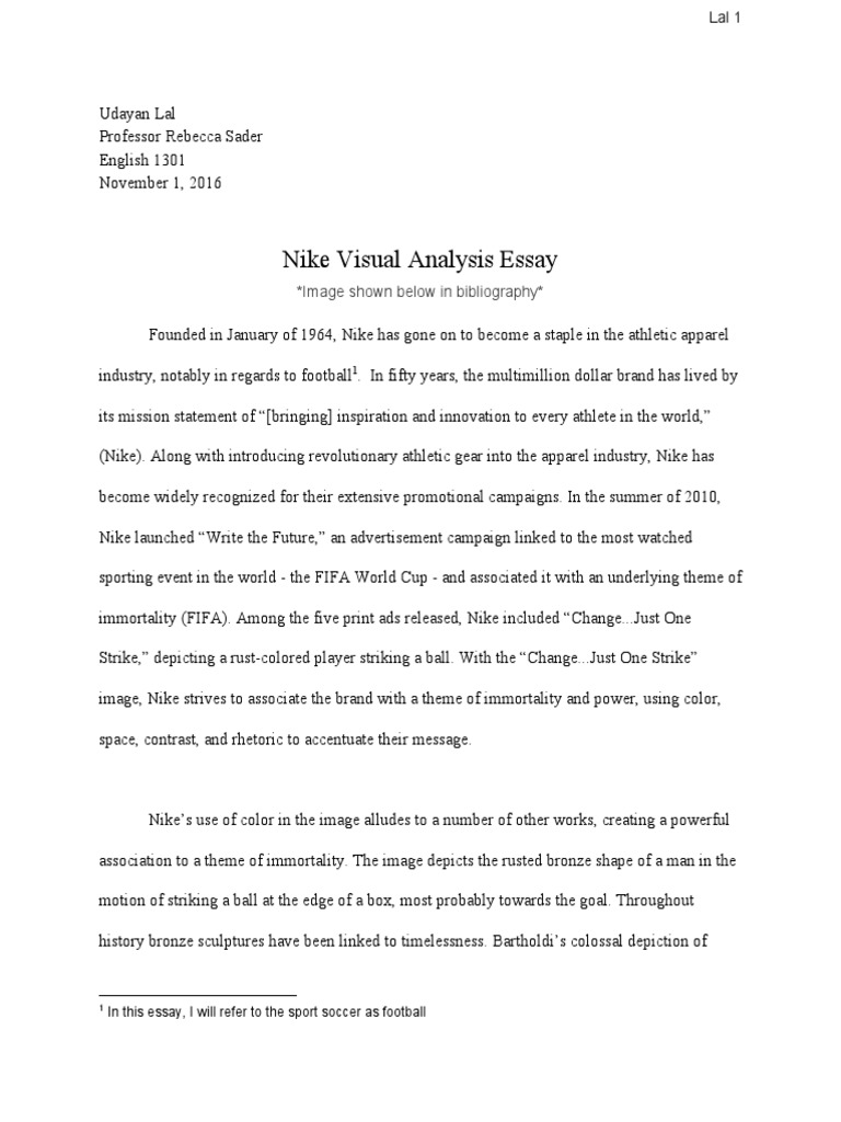 Nike Visual Analysis Essay: Image Shown Below in Bibliography | PDF ...