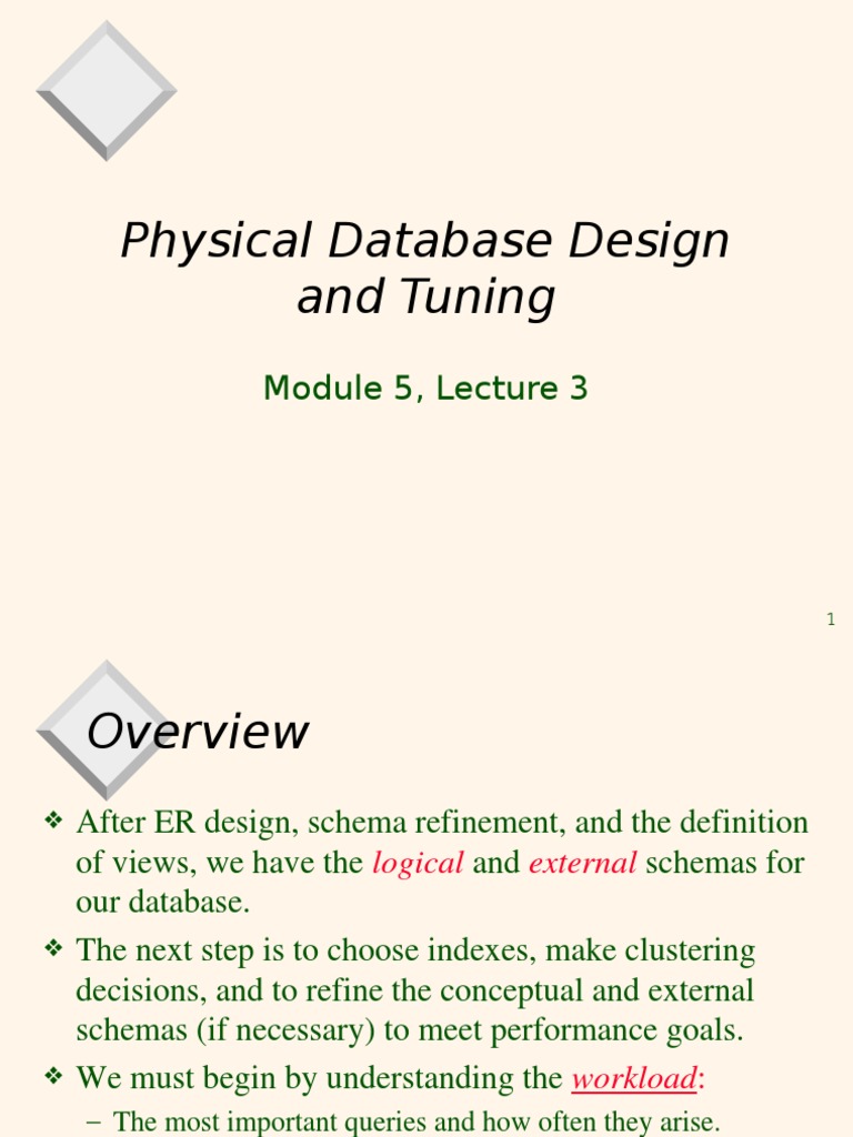 Physical Database Design and Tuning: Module 5, Lecture 3 | PDF ...