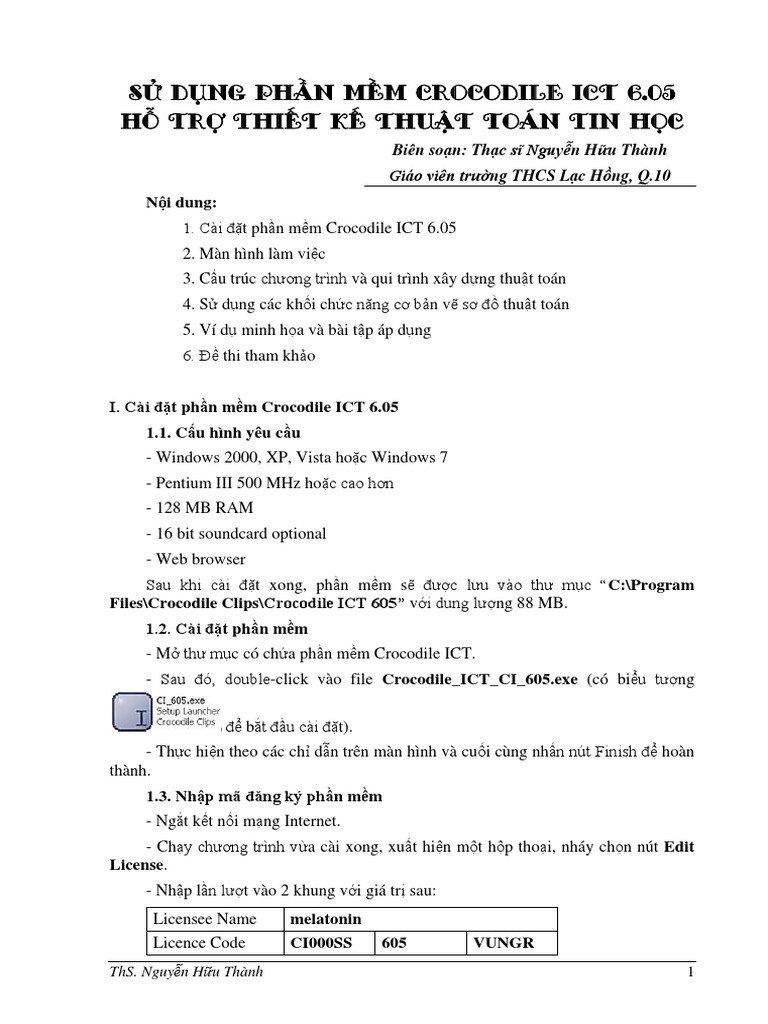 Sua - 23-10-15 - HD SỬ DỤNG PHẦN MỀM CROCODILE ICT 605 PDF | PDF