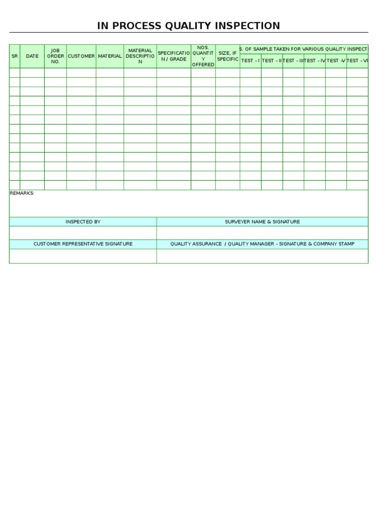 Inprocess Quality Inspection | PDF