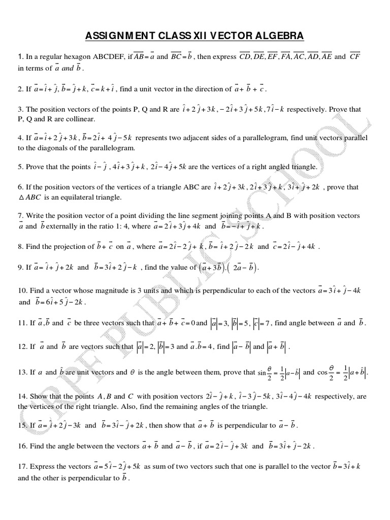 Vector Algebra | PDF | Triangle | Perpendicular