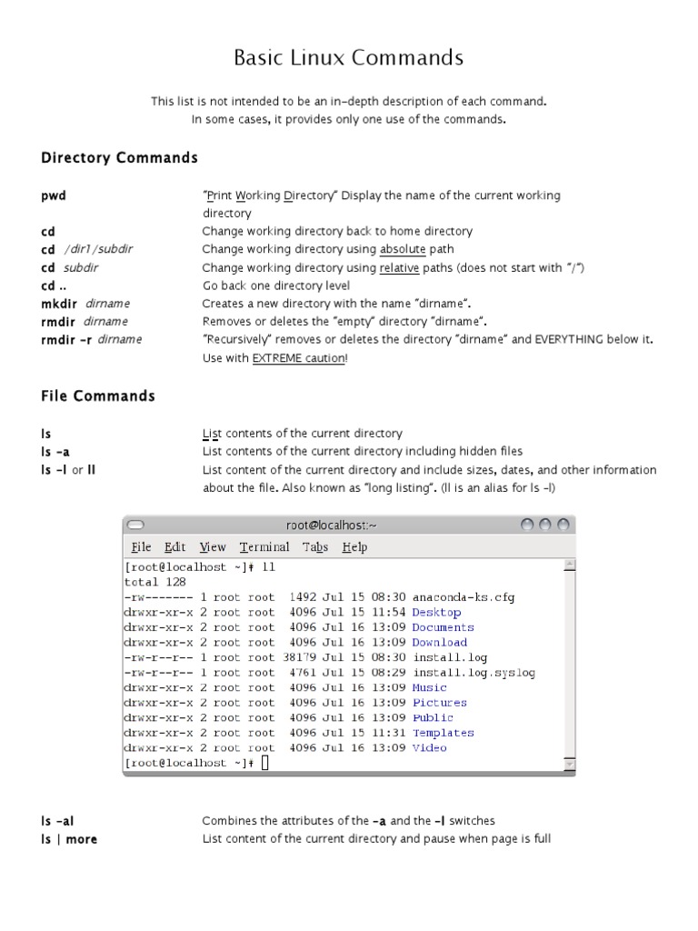 Basic Linux Commands PDF | PDF | Filename | Computer File