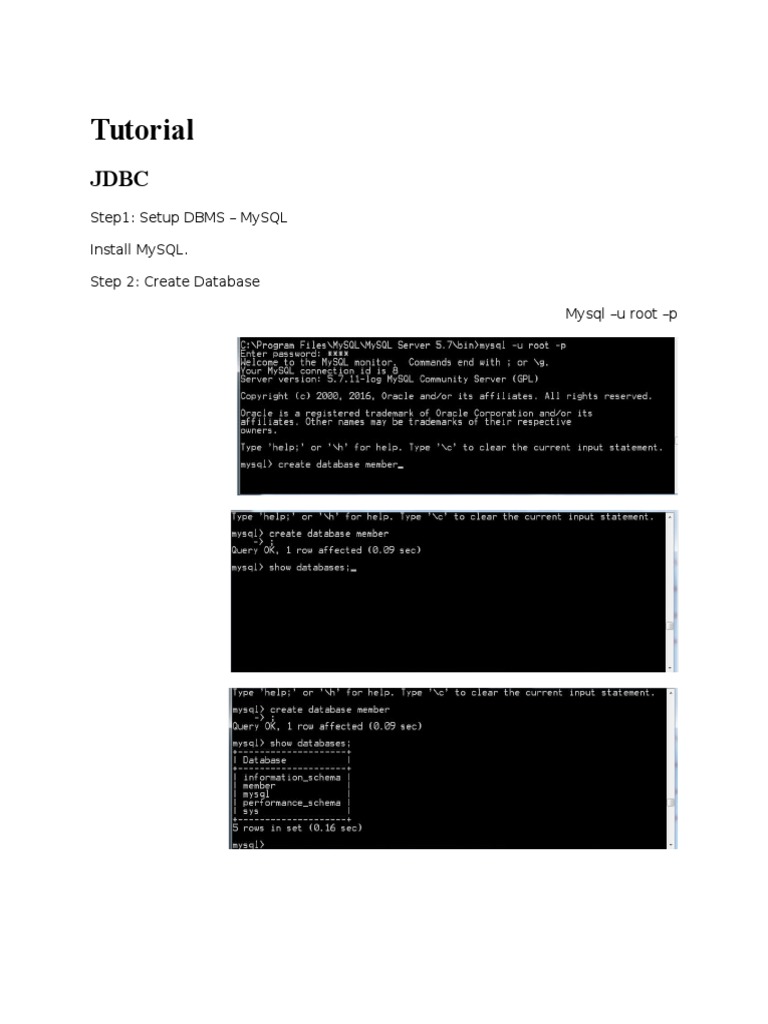 Tutorial: Step1: Setup Dbms - Mysql Install Mysql. Step 2: Create ...