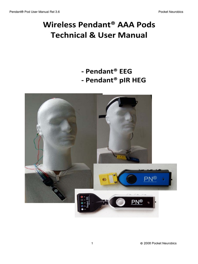 Wireless Pendant® AAA Pods Technical & User Manual: Pendant® EEG ...