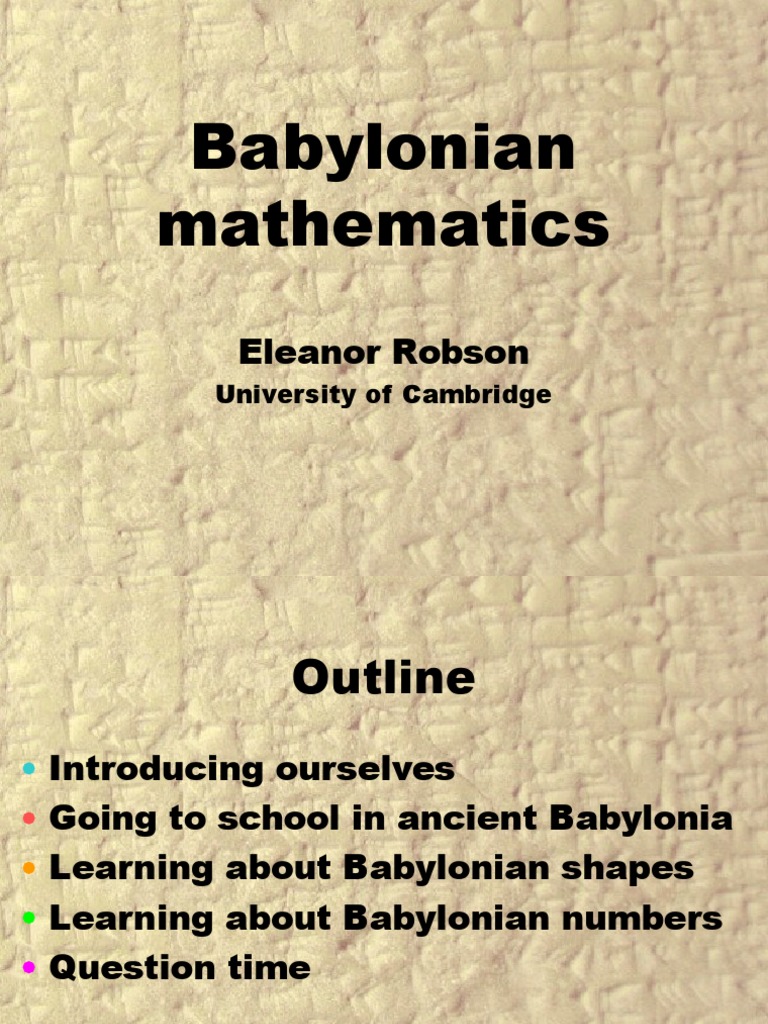 Babylonian Mathematics: Eleanor Robson | PDF | Babylonia | Writing