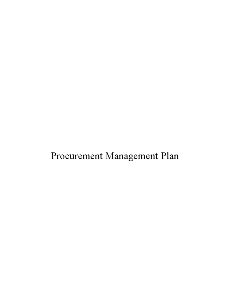 Procurement Management Plan | PDF