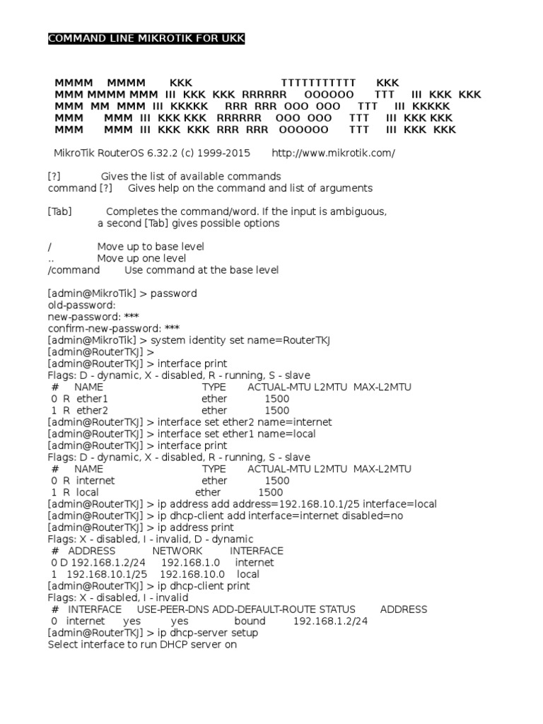 Command Line Mikrotik For Ukk | PDF | Ip Address | Domain Name System