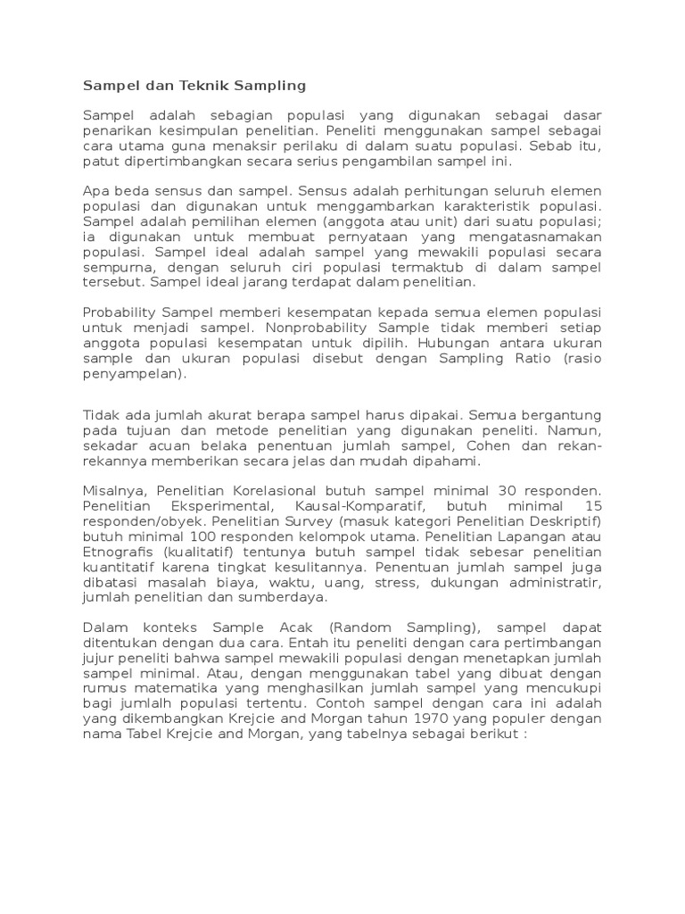 Sampel Dan Teknik Sampling | PDF