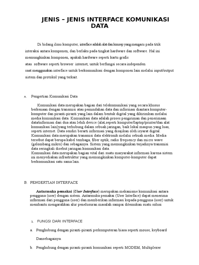 Jenis Jenis Interface | PDF