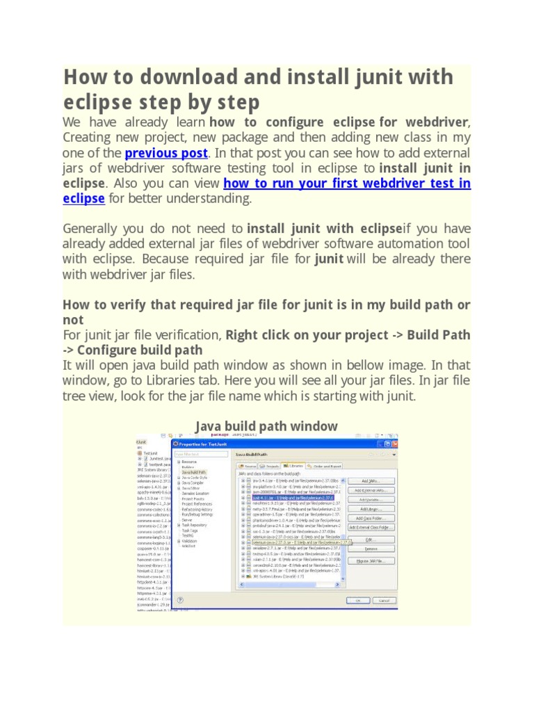 How To Download and Install Junit With Eclipse Step by Step | PDF | Java Virtual Machine ...