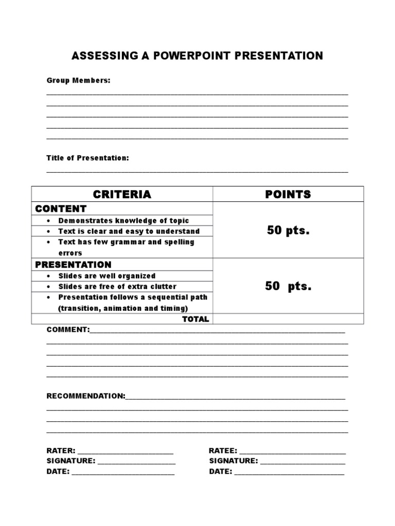 Assessing A Powerpoint Presentation | PDF