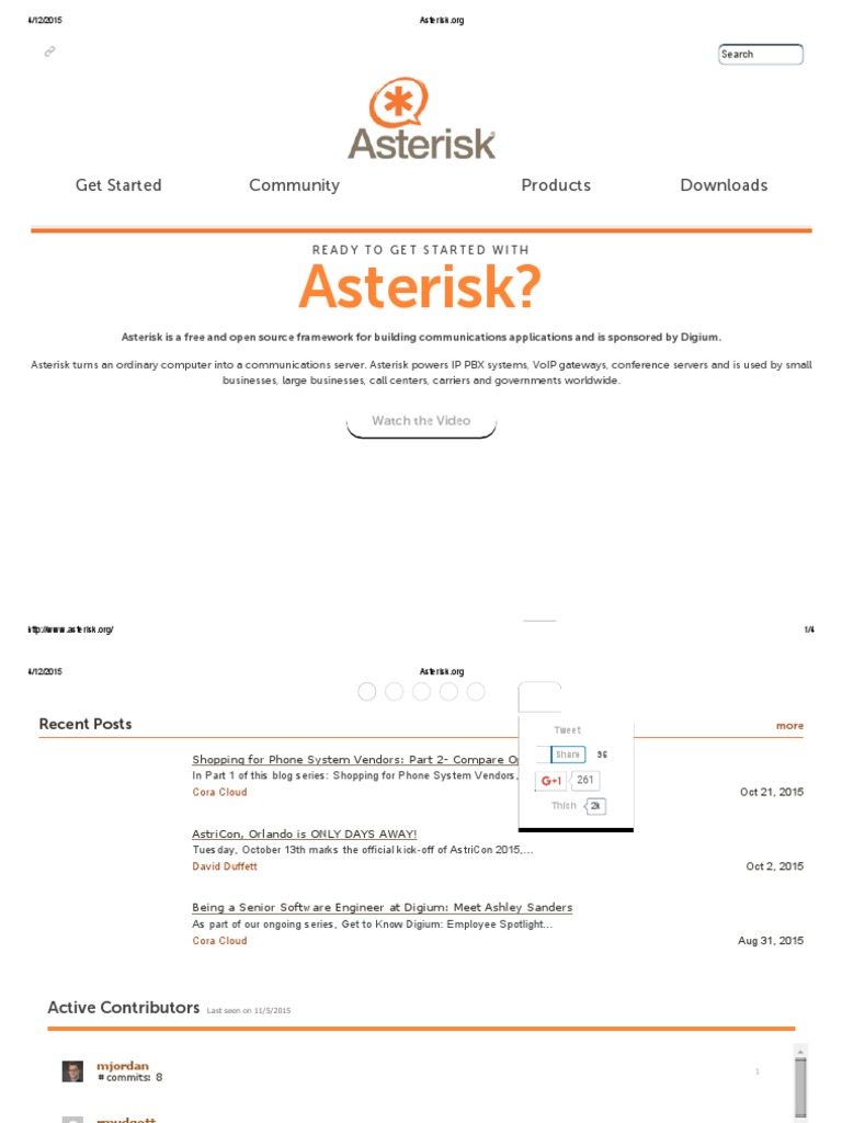 Asterisk?: Get Started Downloads Community Products | PDF
