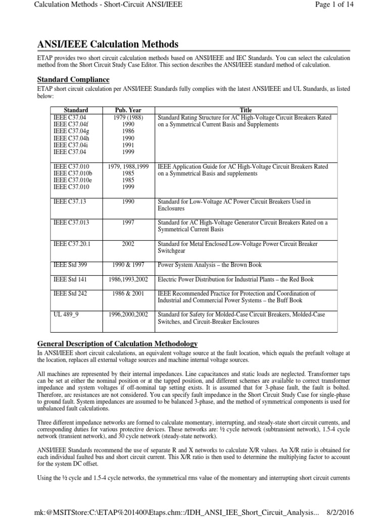 ANSI/IEEE Calculation Methods: Standard Compliance | PDF | Fuse ...