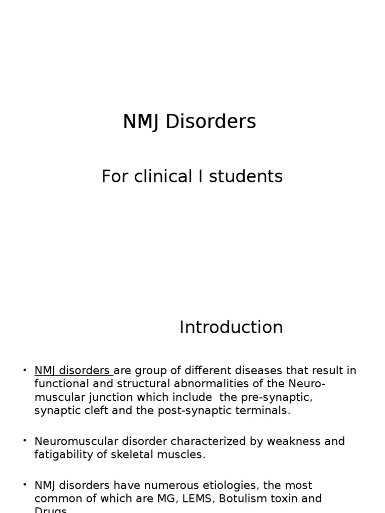 NMJ Disorders | PDF | Neuromuscular Junction | Immunology