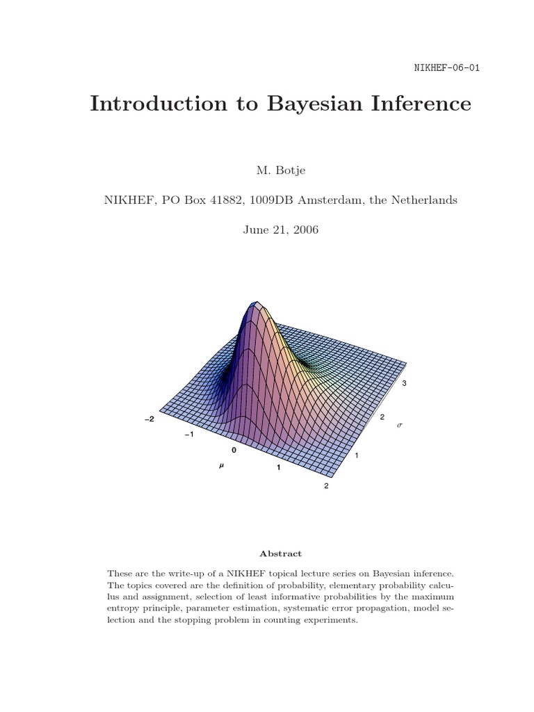 Introduction To Bayesian Inference: M. Botje NIKHEF, PO Box 41882 ...