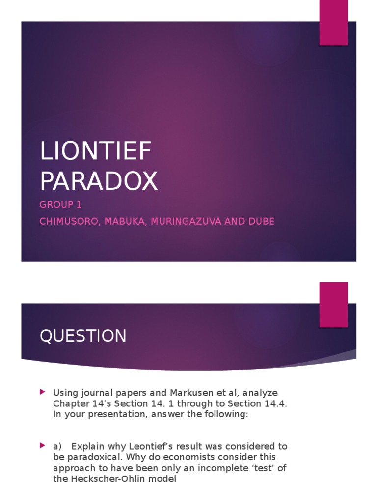 Leontief Paradox Explained | PDF