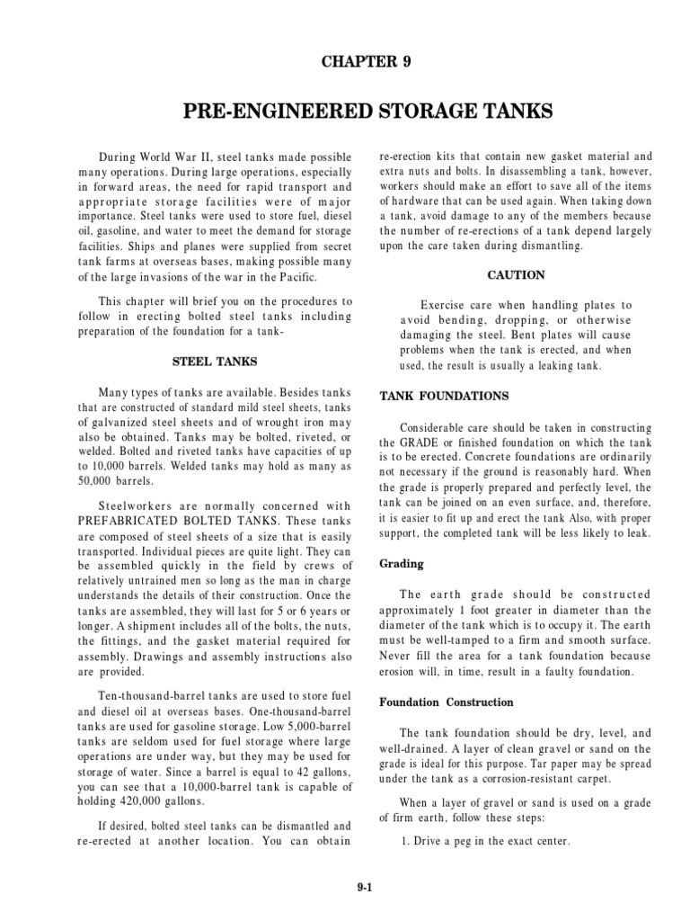 Pre-Engineered Storage Tanks: Caution | PDF | Screw | Nut (Hardware)