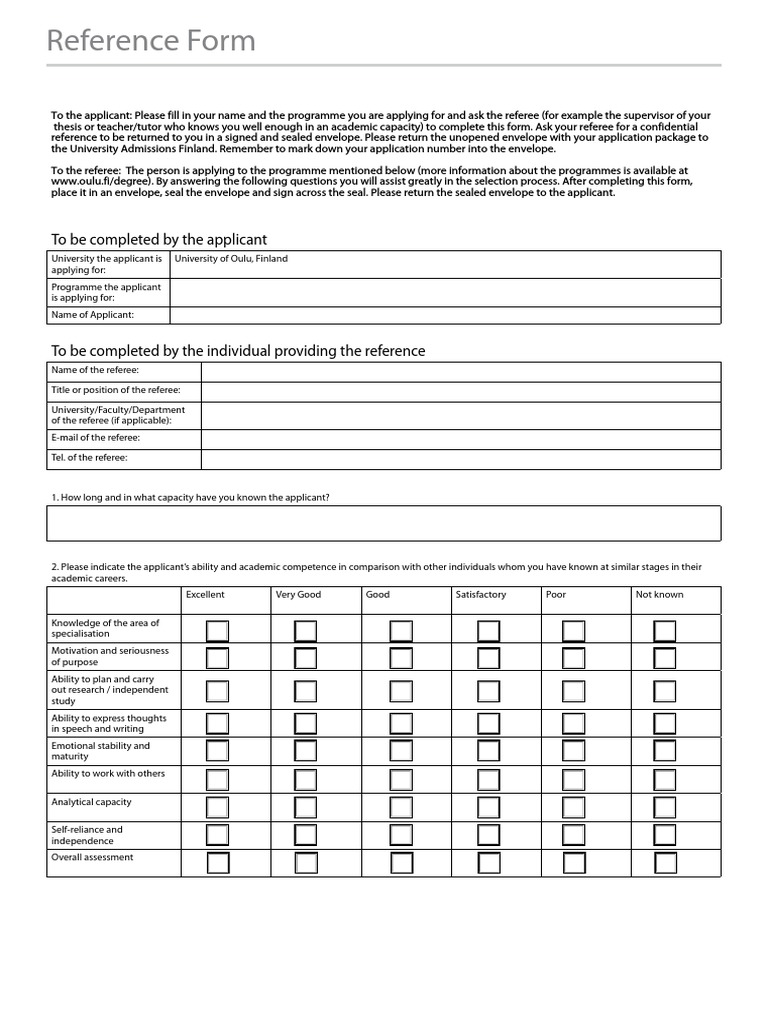 Reference Form PDF | PDF