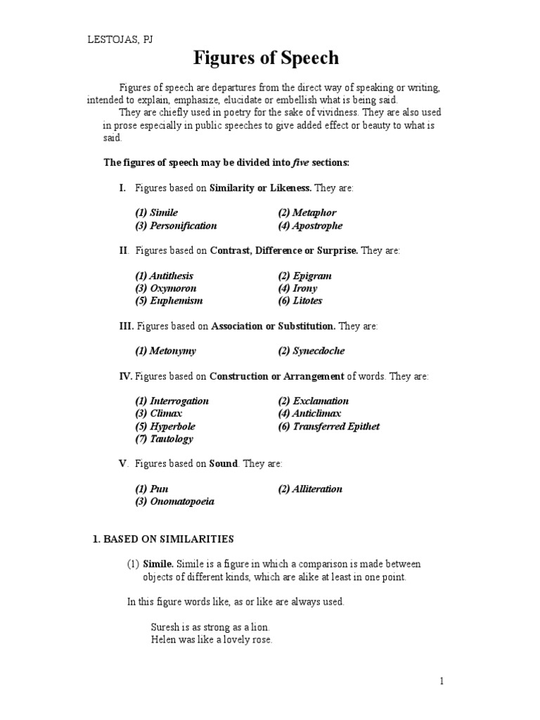 Overview of Figures of Speech | PDF | Literary Techniques | Rhetorical ...