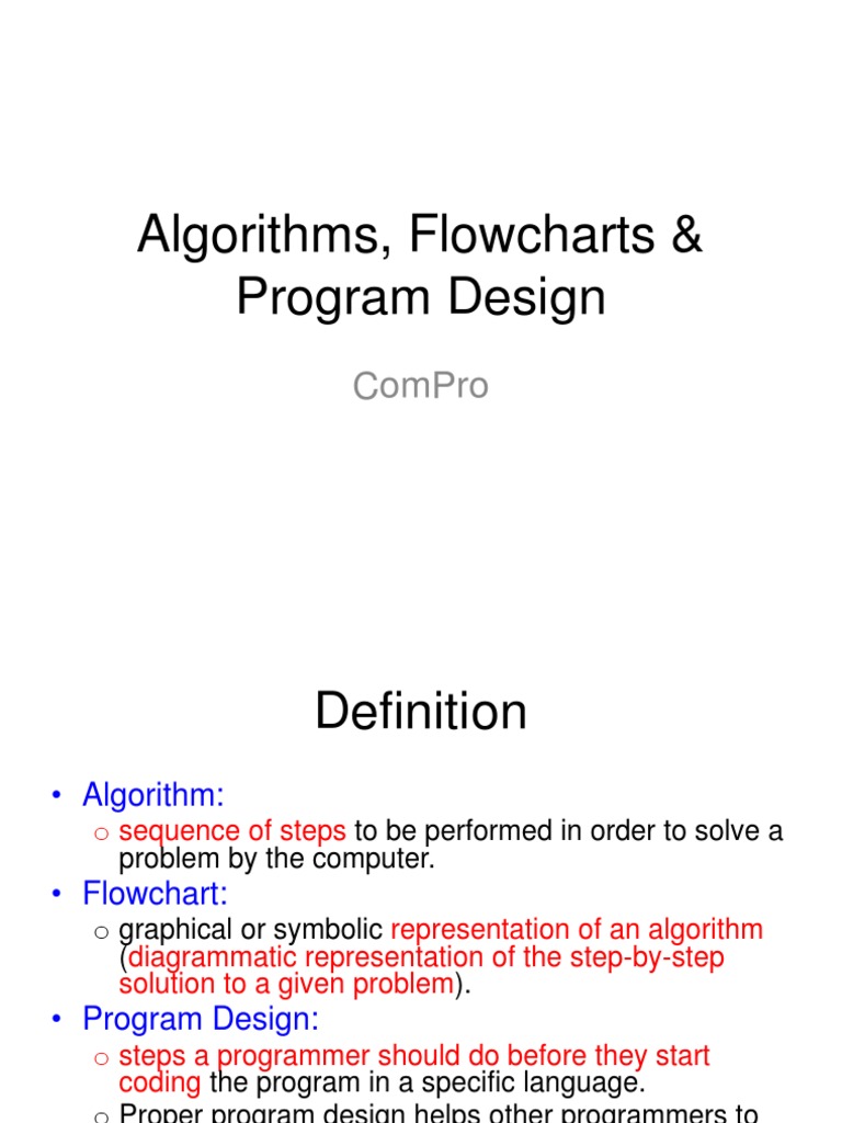 Algorithms, Flowcharts & Program Design: Compro | PDF | Class (Computer ...