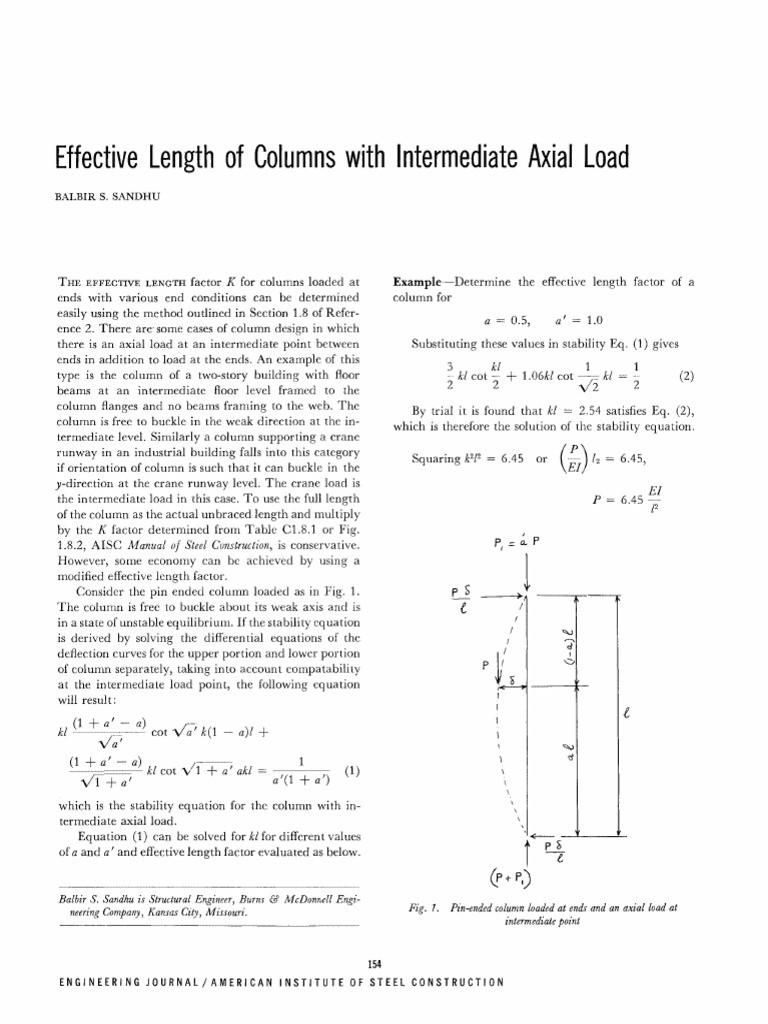 Effective Length of Columns With Intermediate Axial Load | PDF | Column ...