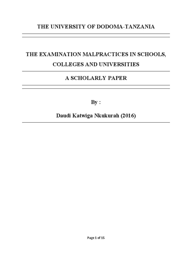 Examination Malpractices in Education | PDF | Test (Assessment) | Teachers