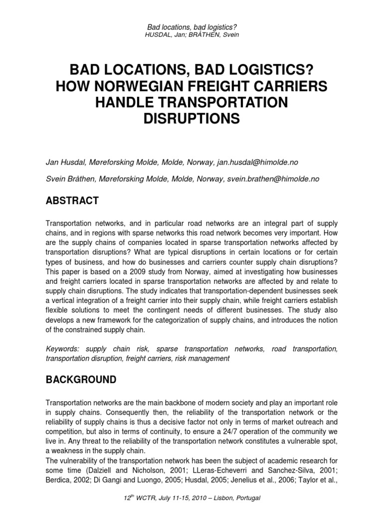 Bad Locations Bad Logistics | PDF | Supply Chain | Risk Management