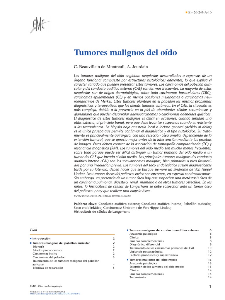 Tumores Oido | PDF | Tumor cerebral | Cáncer