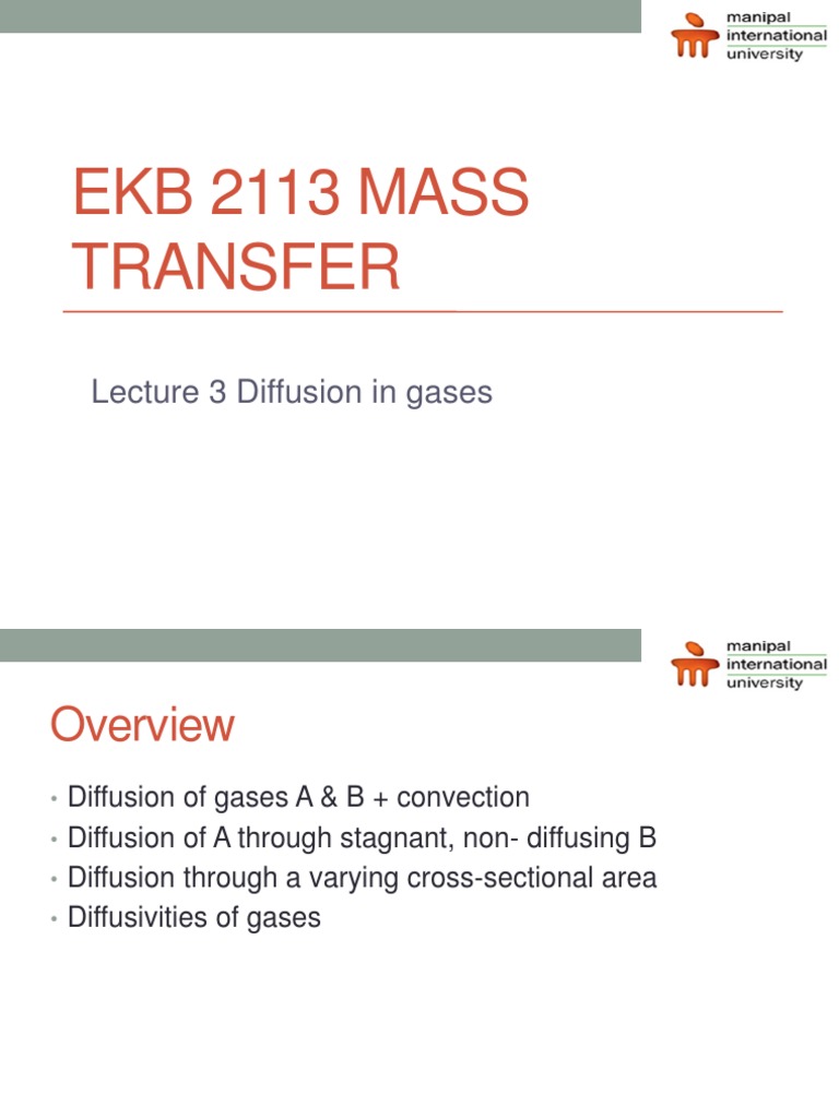 MT Lecture 3 - Diffusion in Gases | PDF | Diffusion | Branches Of Thermodynamics