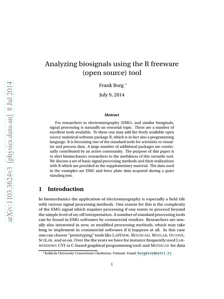 Analyzing Biosignals Using The R Freeware | PDF | Eigenvalues And Eigenvectors | Principal ...