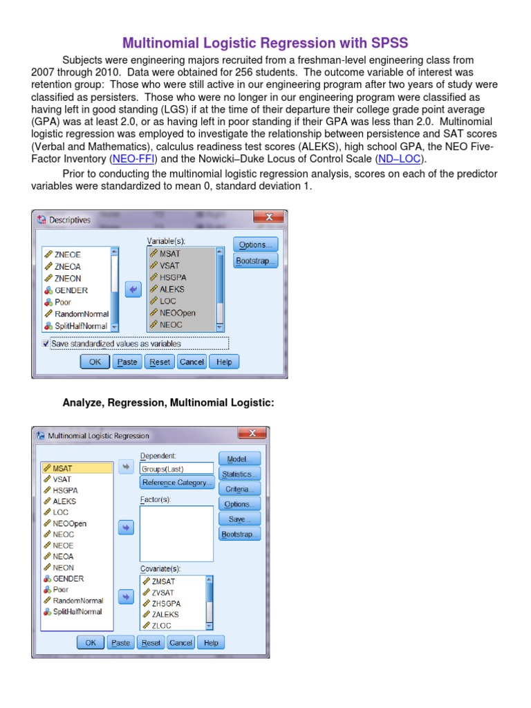 Multinomial Logistic Regression With SPSS: Neo-Ffi ND - Loc | PDF | Logistic Regression | Sat