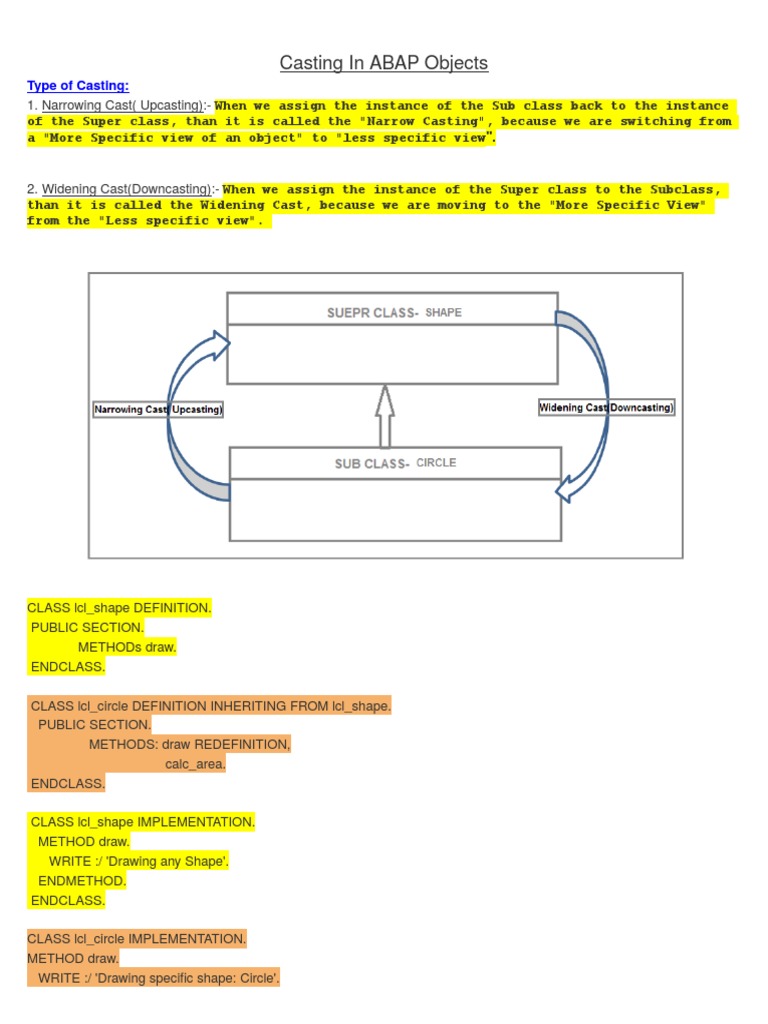 Casting in ABAP Objects | PDF