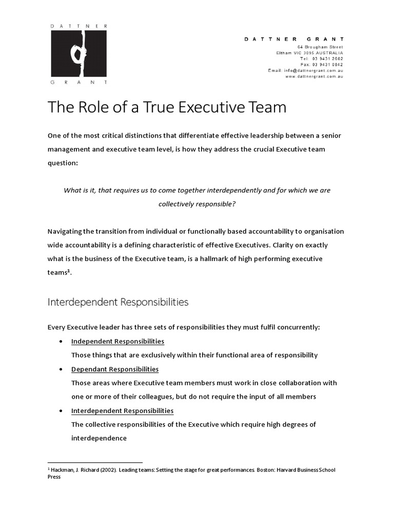 Executive Team Dynamics | PDF | Strategic Management | Leadership