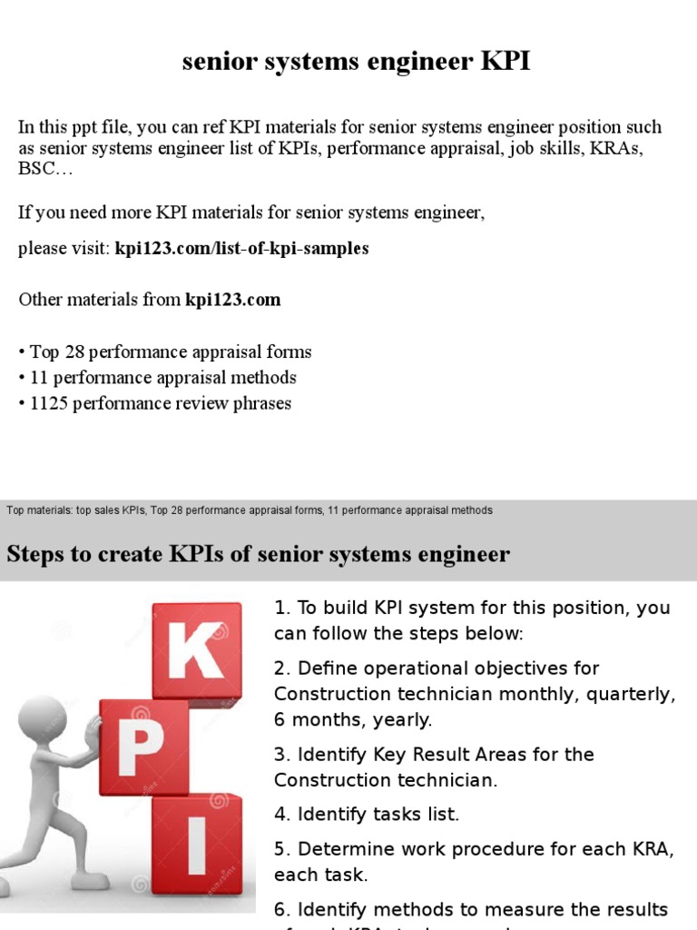 Senior Systems Engineer KPI Guide | PDF | Performance Indicator ...