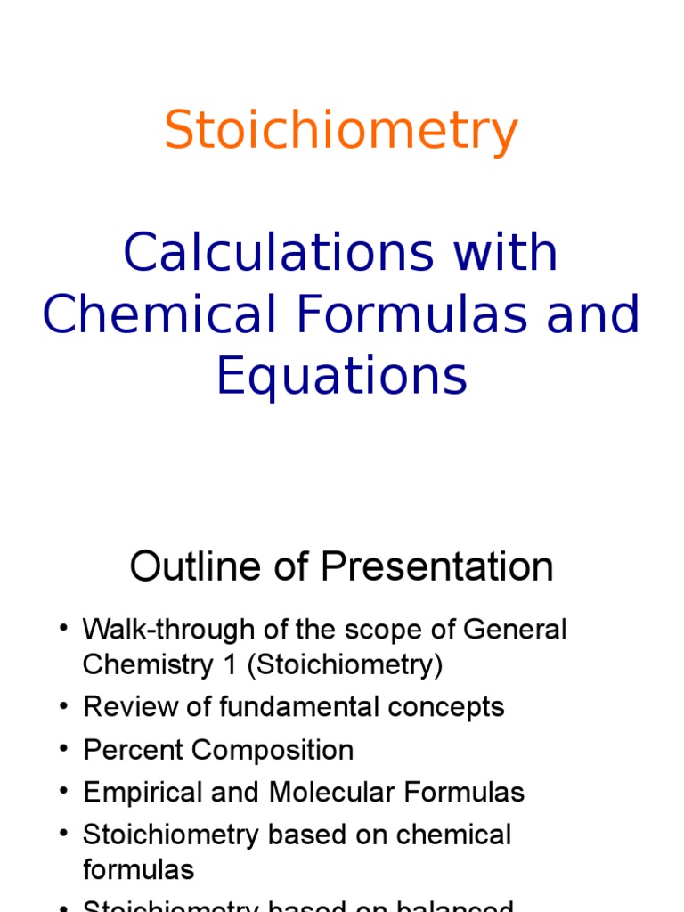 Stoichiometry: Calculations With Chemical Formulas and Equations | PDF ...