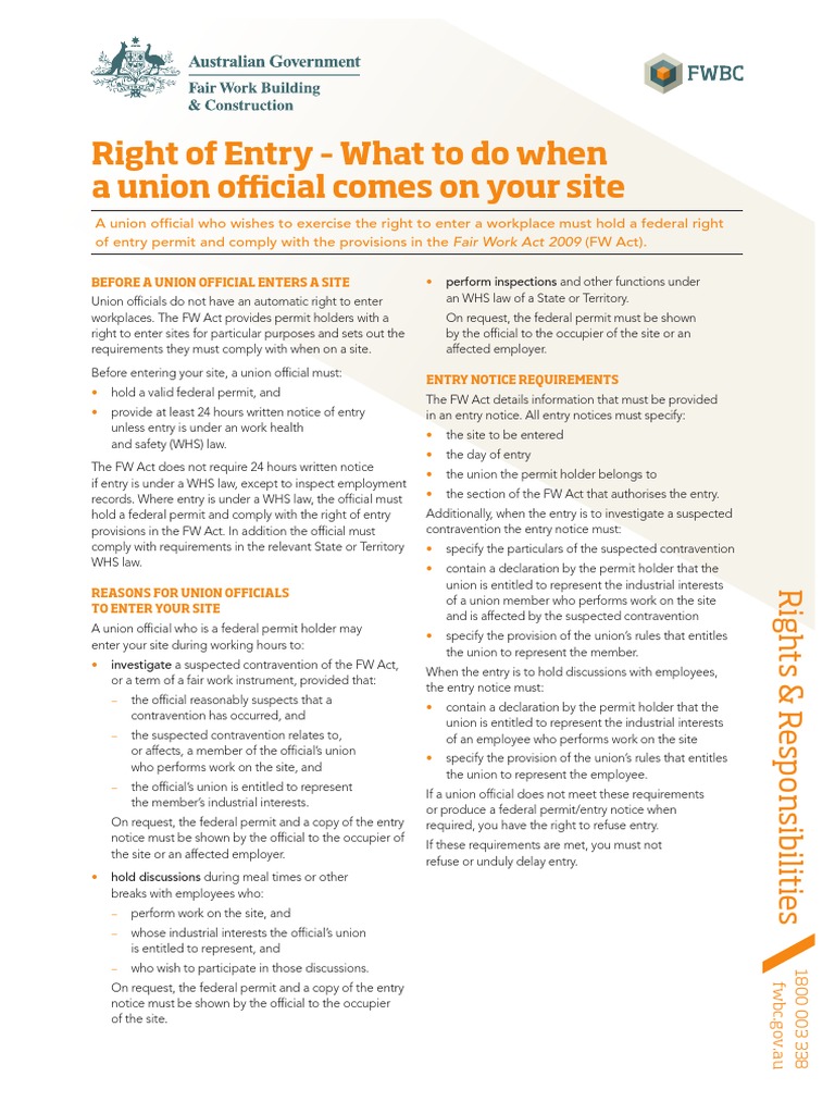 Union Official Site Entry Guidelines | PDF | Employment | Private Law