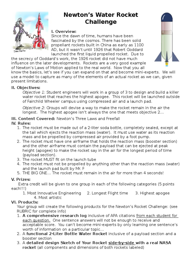Newtons Water Rocket Challenge Student Packet | PDF | Rocket | Nasa
