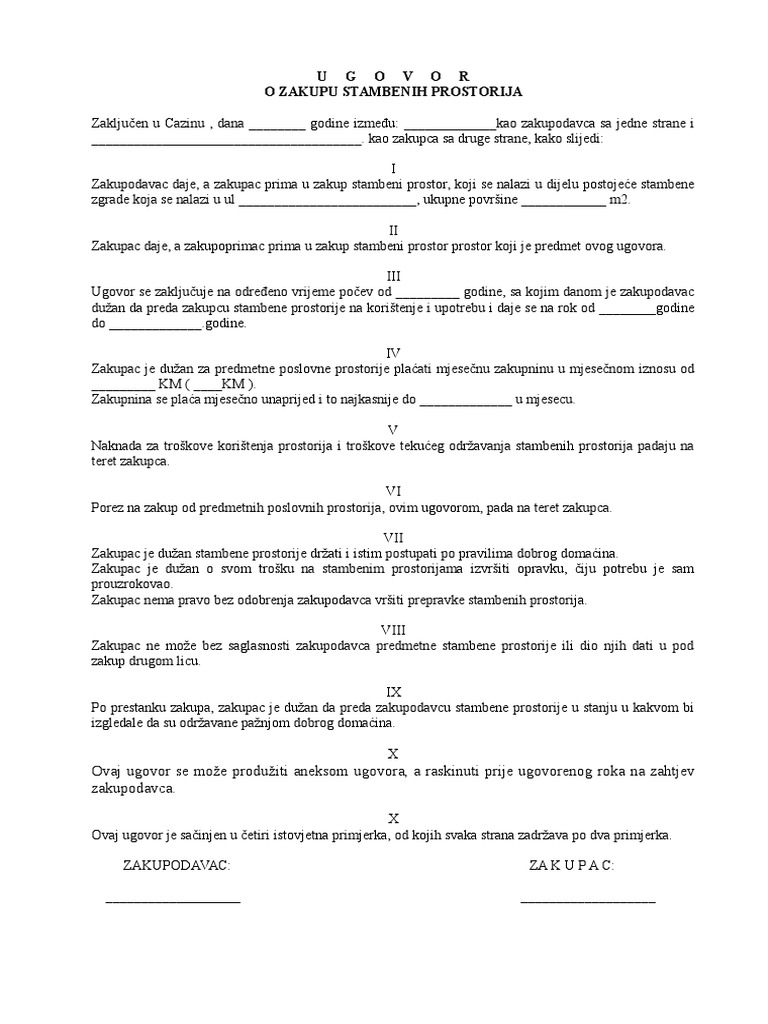 Ugovor O Prodaji Stana Primjer