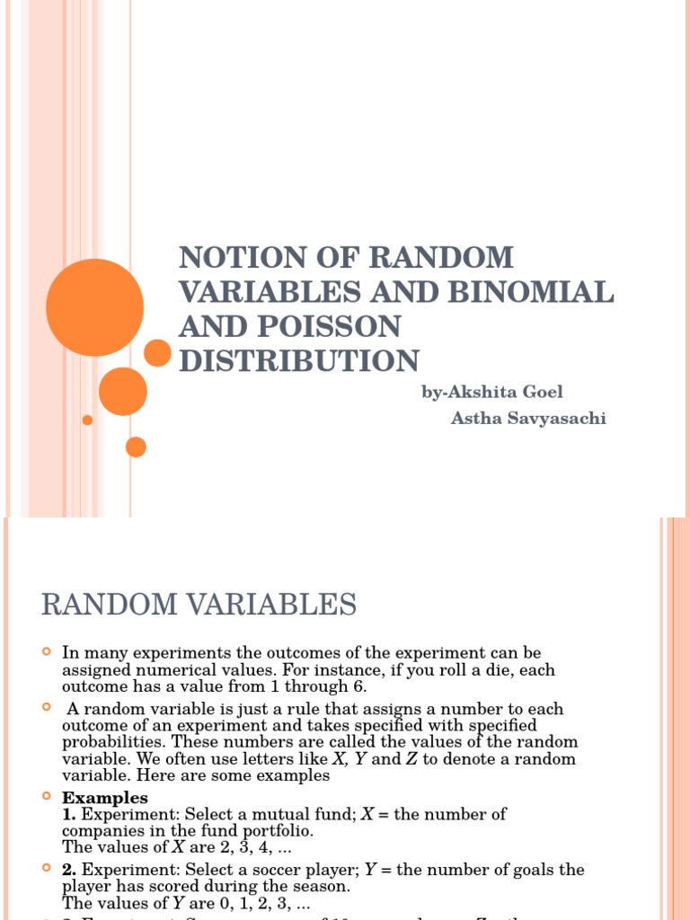 Notion of Random Variables and Binomial and Poisson Distribution | PDF ...