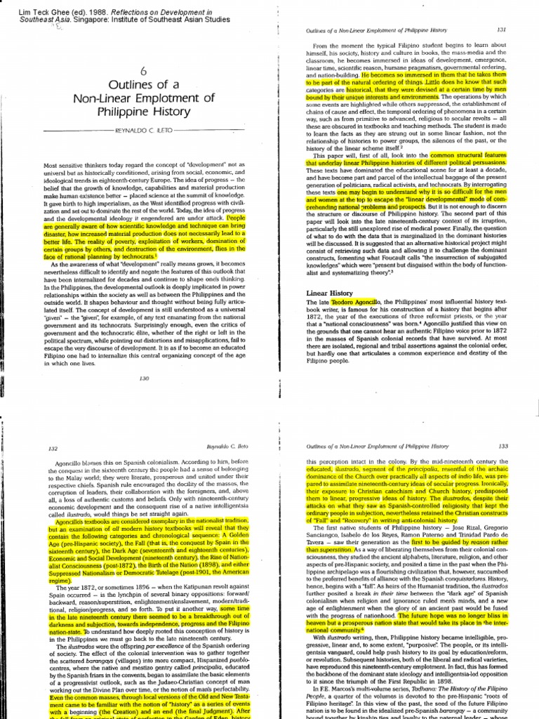 Ileto, Outlines of A Non-Linear Emplotment | PDF | Cholera | Philippines